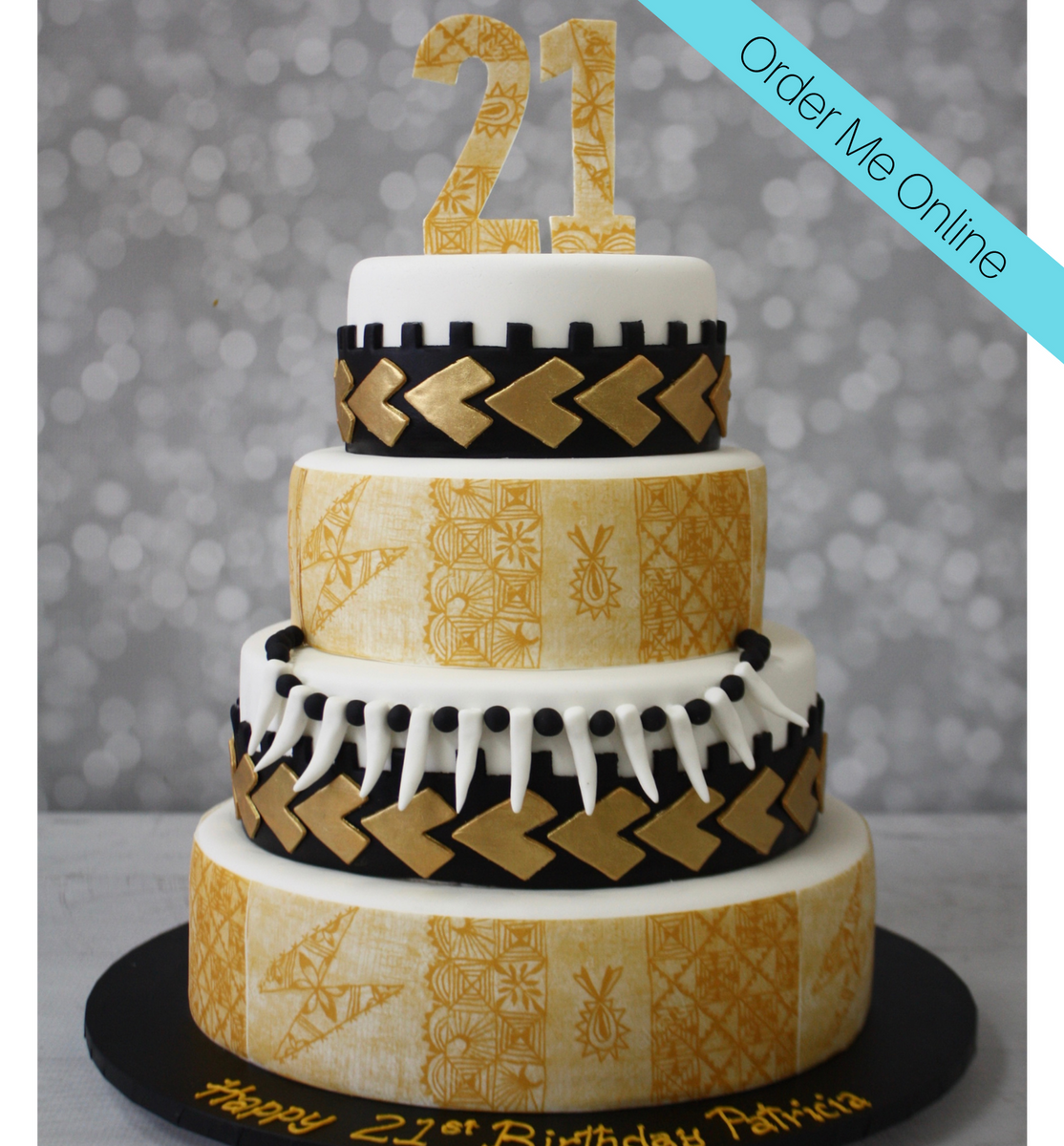 Black & Gold Tapa – Celebration Cakes- Cakes and Decorating Supplies, NZ